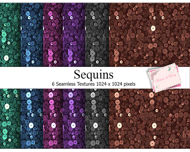 Second Life Marketplace - Sequins - 6 Textures Seamless - NINA and RAY NR