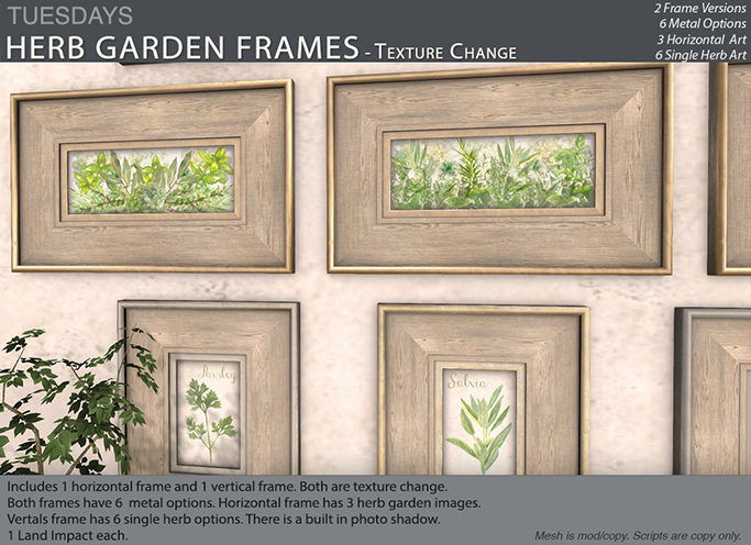 Second Life Marketplace - Tuesdays Herb Frames