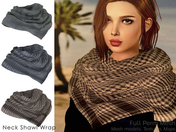 Second Life Marketplace - Full Perm Mesh Neck Wrap - Shawl - Keffiyeh ...