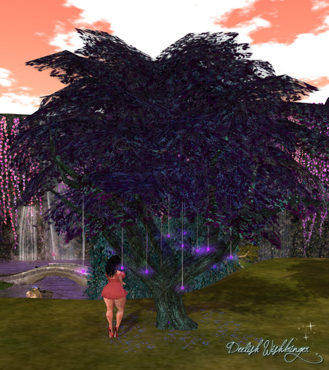 Second Life Marketplace - Breezy Blacklight Tree Wide w/falling petals
