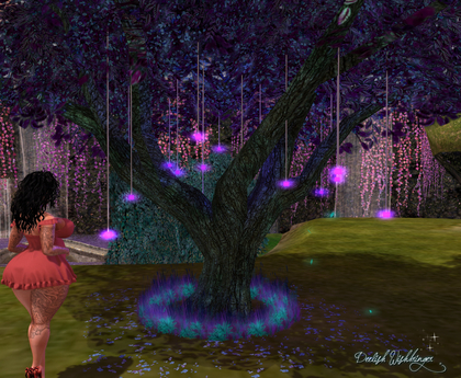 Second Life Marketplace - Breezy Black Light Tree Wide w/plant circle ...