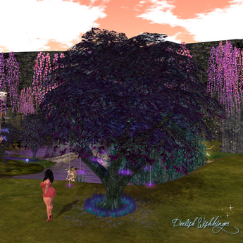 Second Life Marketplace - Breezy Black Light Tree Wide w/plant circle ...