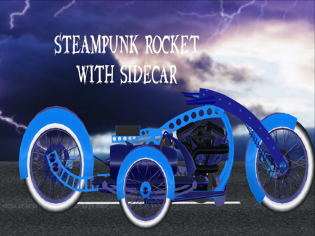 Second Life Marketplace - M.P.M. STEAMPUNK ROCKET WITH SIDECAR