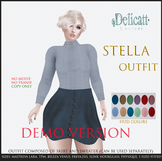Second Life Marketplace - Delicatt Couture - DEMO - Stella Outfit 2