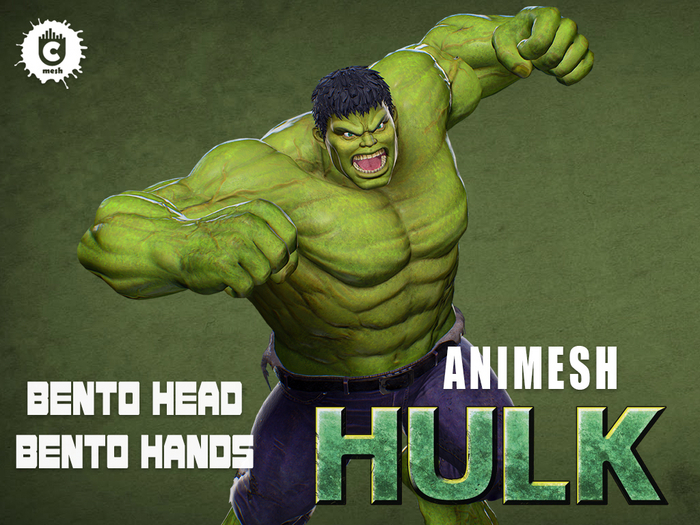 Second Life Marketplace - :: UCM :: Hulk - Animesh ( Bento Head, Bento ...