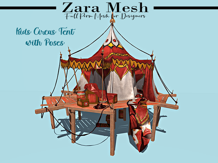 Second Life Marketplace - ZM - Kids - Circus Tent w Poses - FULL PERM MESH