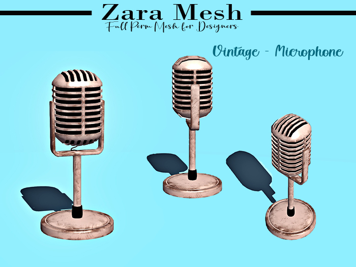 Second Life Marketplace - ZM - Vintage - Microphone - FULL PERM MESH