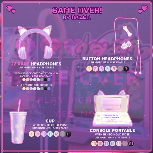 Second Life Marketplace - 15. Dazed. Game Over! Console Ivory