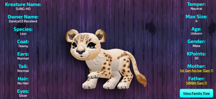Second Life Marketplace - Kreatures Breedales Lion SUNG-HO