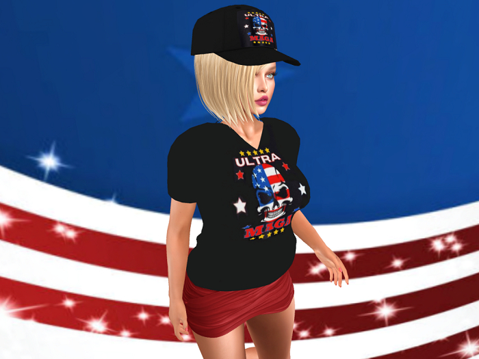 Second Life Marketplace - Ultra MAGA #3-Ladies V-neck T-shirt & Cap