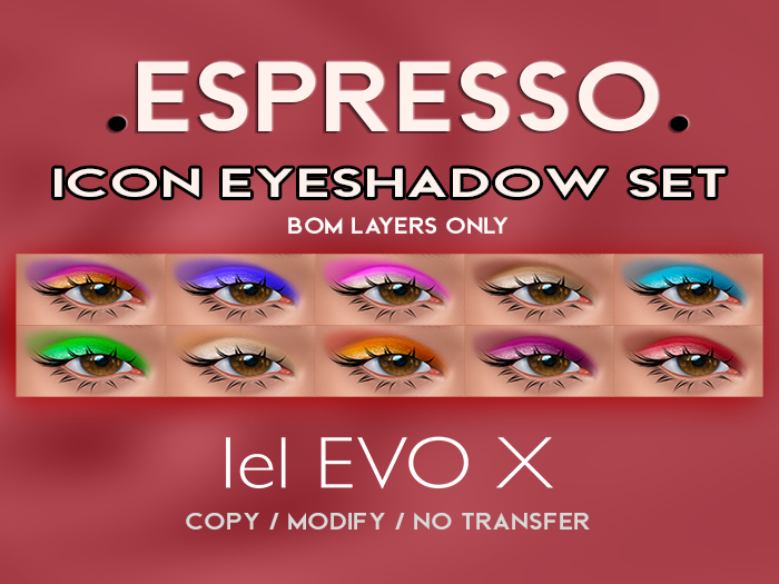 Second Life Marketplace - .espresso. Icon Eyeshadow (Lelutka EvoX BOM)