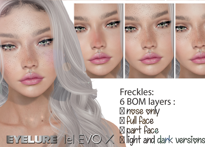 Second Life Marketplace - Eyelure Beauty Freckles Set - Lel EvoX DEMO