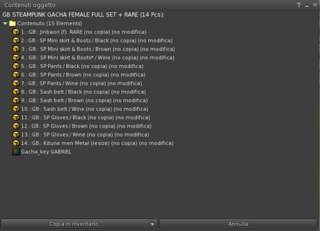 Second Life Marketplace - GB STEAMPUNK GACHA FEMALE FULL SET + RARE (14 ...