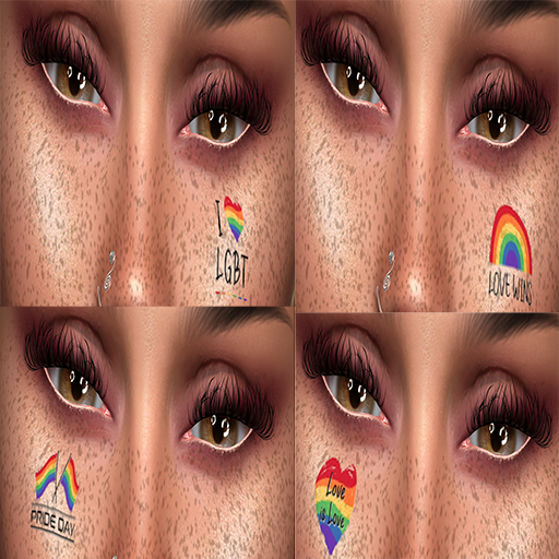 Second Life Marketplace - I heart LGBT Face Tattoo