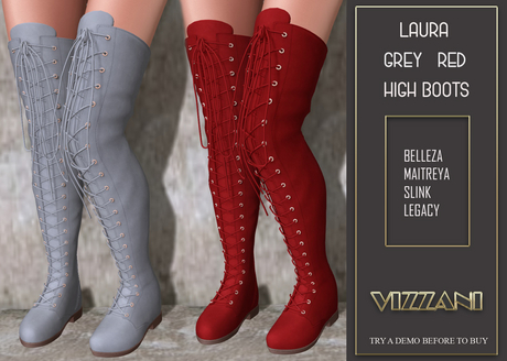 Second Life Marketplace - FANTASTIC BOOTS MESH MOD. LAURA RED/GREY ...