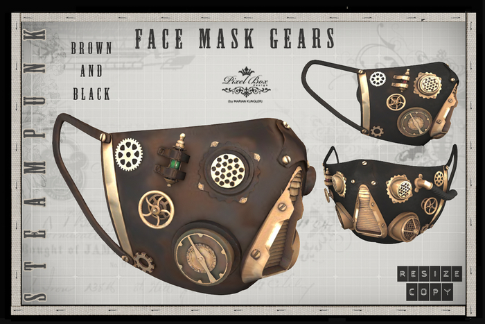 Second Life Marketplace - 50% SALE PIXEL BOX - Steampunk face mask Gears