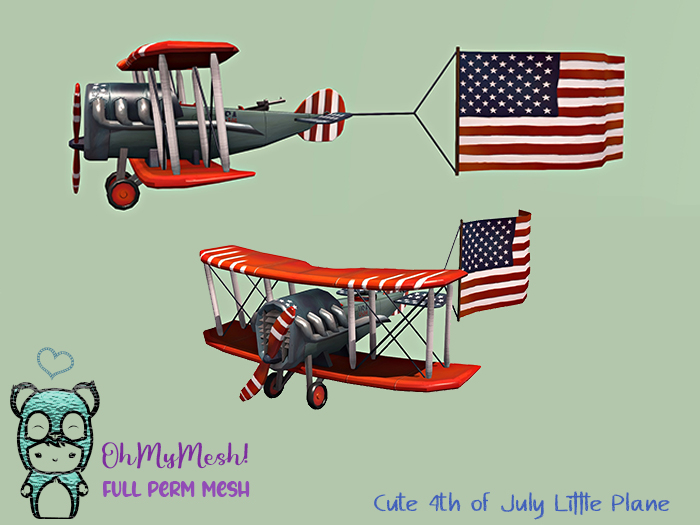 Second Life Marketplace - OhMyMesh! Cute 4th of July Little Plane ...