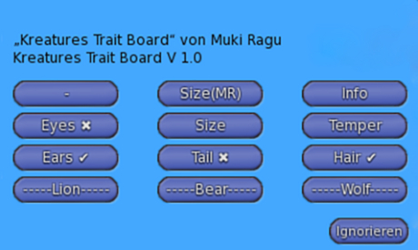 Second Life Marketplace - Kreatures Trait Board