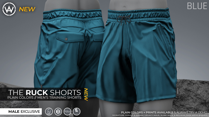 Second Life Marketplace - WAZ - Ruck Shorts (Blue)