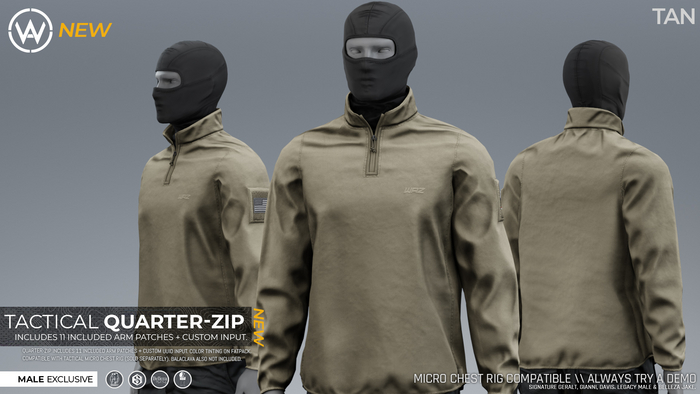 Second Life Marketplace - [WAZ] Tactical Quarter Zip (Tan)