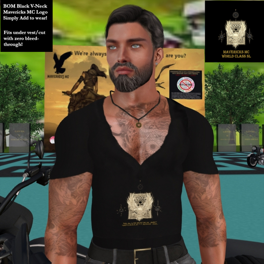 Second Life Marketplace - 71 MMC Bom Blk M Logo V Neck