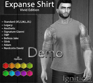 Second Life Marketplace - Ignition Expanse Shirt Vivid Demo