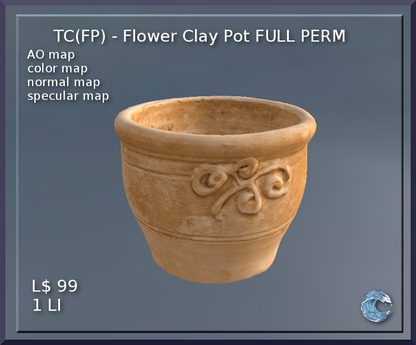 Second Life Marketplace - TC(FP) - Flower Clay Pot FULL PERM