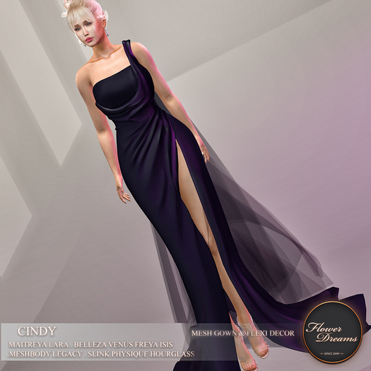Second Life Marketplace - .:FlowerDreams:.Cindy gown - prussian blue Demo