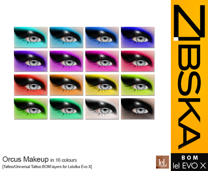 Second Life Marketplace - Zibska Evo X ~ Orcus Makeup in 16 colors with ...