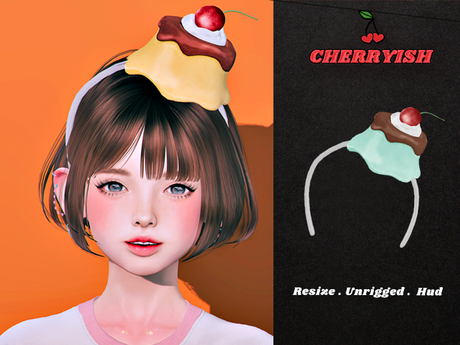 Second Life Marketplace - ::CHERRYISH:: Pudding Headband - Cherry(Fatpack)