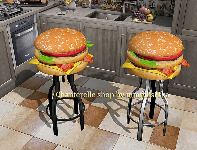 Second Life Marketplace - 08**JPK Horsebox Cafe Stool (Burger)