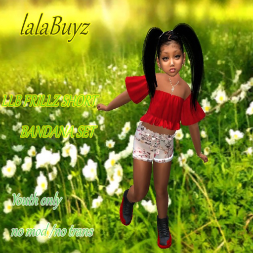 Second Life Marketplace - LLB FRILLZ SHORT SET FLOWER (red) Youth