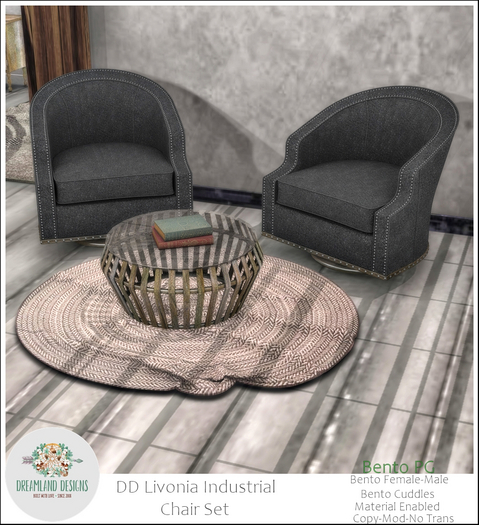 Second Life Marketplace - DD Livonia Industrial Chair Set PG/ADD