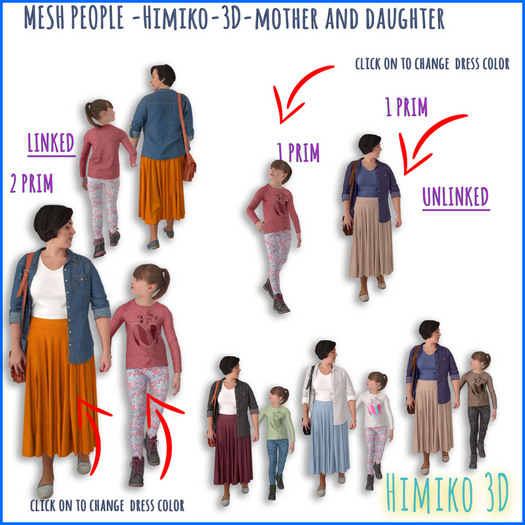 Second Life Marketplace - MESH PEOPLE -Himiko-3D-mother and daughter [ADD]