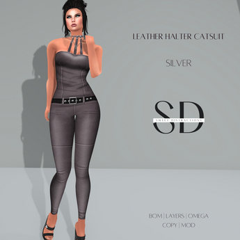 Second Life Marketplace - S/D Leather Halter Catsuit in Silver (BOM ...