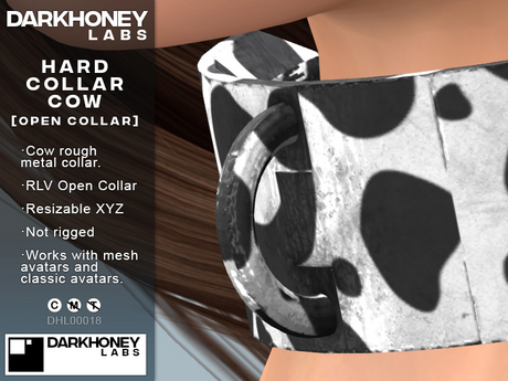 Second Life Marketplace - Hard Collar Cow [RLV Open Collar]