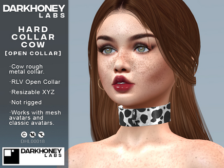 Second Life Marketplace - Hard Collar Cow [RLV Open Collar]