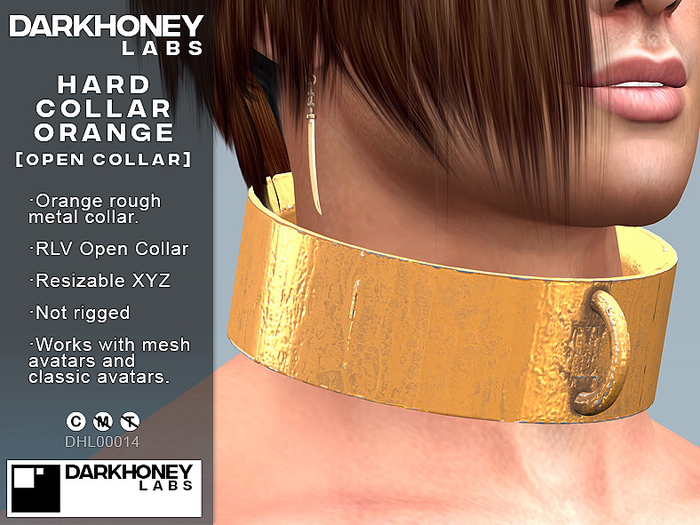 Second Life Marketplace - Hard Collar Orange [RLV Open Collar]