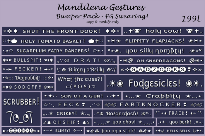 Second Life Marketplace - :: MG :: Mandilena Gestures Bumper Pack : PG ...