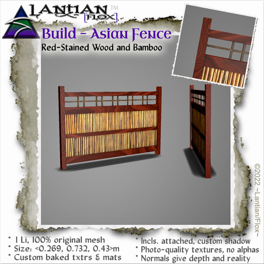Second Life Marketplace - ~L/Fx~Japanese Fence - red-stained wood and ...
