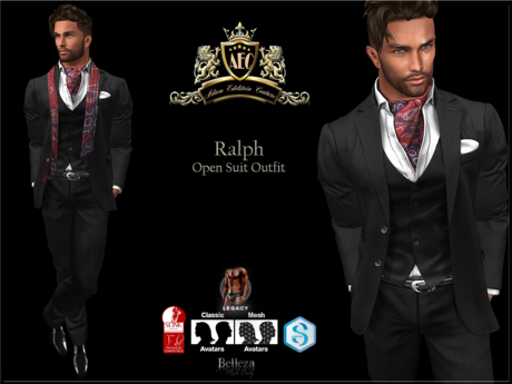 Second Life Marketplace - !AEC! Ralph - Open Suit - Black - for ...