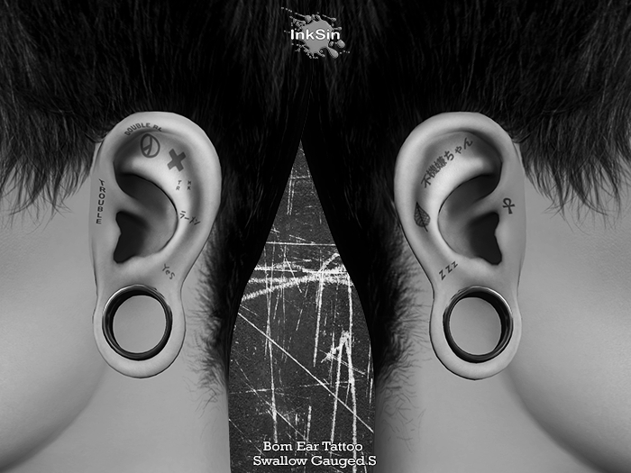 Second Life Marketplace - InkSin BOM Ear Tattoo for Gauged S