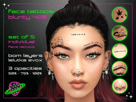 Second Life Marketplace - .spaceberry. blunty 420 face tattoos
