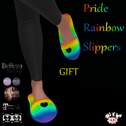 Second Life Marketplace - Pride Rainbow Slippers - Moody Gift