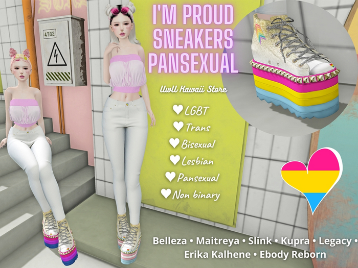 Second Life Marketplace - I'm proud Sneakers Pansexual - UwU Kawaii Store
