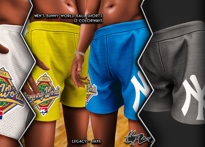 Second Life Marketplace - AxH - Men's Grey Bunny World Ball Shorts