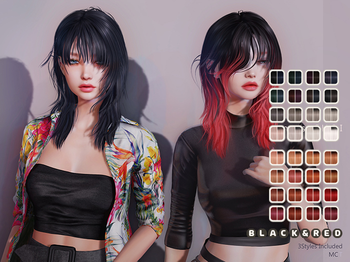 Second Life Marketplace - [monso] Choi Hair /Black & Red