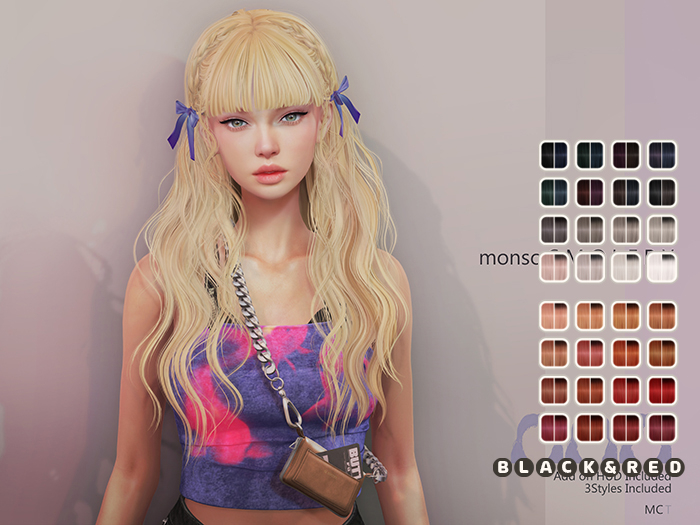 Second Life Marketplace - [monso] Smolfry Hair /Black & Red