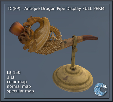 Second Life Marketplace - Antique Dragon Pipe Display FULL PERM
