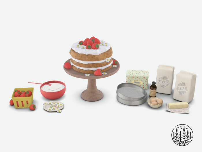 Second Life Marketplace - .spruce. strawberry cake bake set